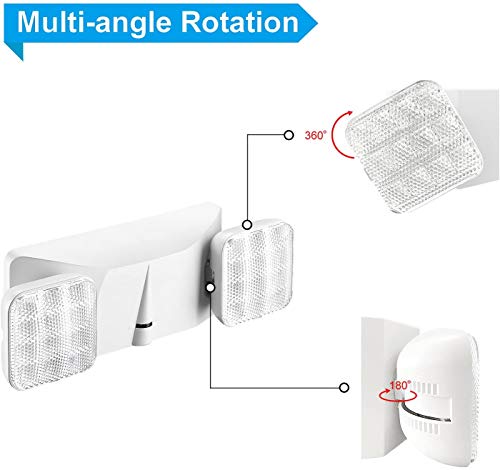 EXITLUX 6 Pack White Exit Sign with Emergency Light-UL Certified-Hardwired Emergency Light Standard -Adjustable Lamps & 90-Minute- Emergency Exit Light Fixtures,UL 924,120/277V AC