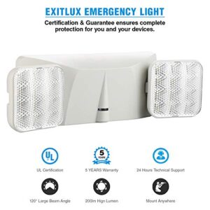 EXITLUX 6 Pack White Exit Sign with Emergency Light-UL Certified-Hardwired Emergency Light Standard -Adjustable Lamps & 90-Minute- Emergency Exit Light Fixtures,UL 924,120/277V AC