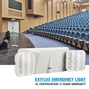 EXITLUX 6 Pack White Exit Sign with Emergency Light-UL Certified-Hardwired Emergency Light Standard -Adjustable Lamps & 90-Minute- Emergency Exit Light Fixtures,UL 924,120/277V AC