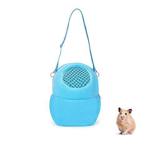 WishLotus Pet Carrier Bag, Portable Outgoing Travel Handbags with Nylon Straps Small Pet Pouchfor Hamster Rat Hedgehog Rabbit (S, Blue)