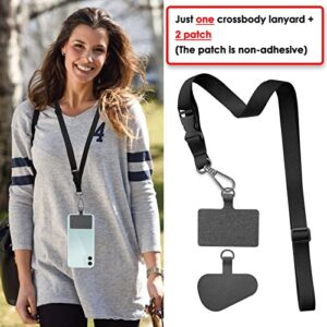 ROCONTRIP Phone Lanyard Universal Crossbody Cell Phone Lanyards Multifuctional Nylon Patch Adjustable Shoulder Neck Strap Compatible with Most Smartphones(Pure Black)