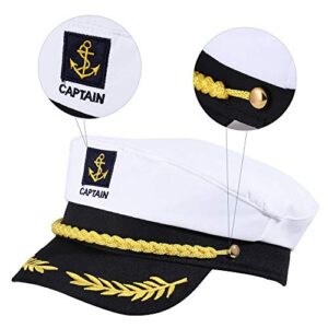 Captain Hat Nautical Hat Adjustable Captains Hat Yacht Captain Costume Navy Marine Admiral Hat for Halloween Costume Accessory