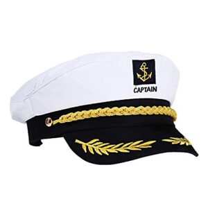 Captain Hat Nautical Hat Adjustable Captains Hat Yacht Captain Costume Navy Marine Admiral Hat for Halloween Costume Accessory