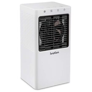 ivation personal mini air cooler, portable usb-powered desktop evaporative swamp cooler fan humidifier with 2-speed fan, 5-hour cooling for home, office desktop or car up to 21 sq/ft