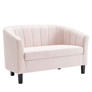 modway prospect channel tufted performance velvet loveseat, pink