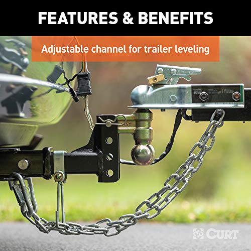 CURT 45903 Slim Adjustable Trailer Hitch Ball Mount, Fits 2-Inch Receiver, 3-3/4-In Drop, 2 or 2-5/16-Inch Balls, 10,000 Pounds, Black