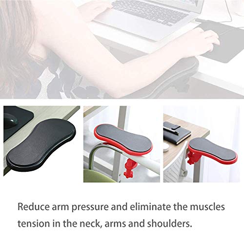 XBY-US Computer Arm Rest for Desk and Chair, Sturdy Mouse Arm Rest, arm Support for Computer Desk，Extender Rotating Elbow Pad Holder for Table, Office,Adjustable for Easy Typing & Pain Relief(Black)