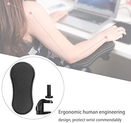 XBY-US Computer Arm Rest for Desk and Chair, Sturdy Mouse Arm Rest, arm Support for Computer Desk，Extender Rotating Elbow Pad Holder for Table, Office,Adjustable for Easy Typing & Pain Relief(Black)