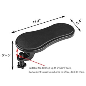 XBY-US Computer Arm Rest for Desk and Chair, Sturdy Mouse Arm Rest, arm Support for Computer Desk，Extender Rotating Elbow Pad Holder for Table, Office,Adjustable for Easy Typing & Pain Relief(Black)