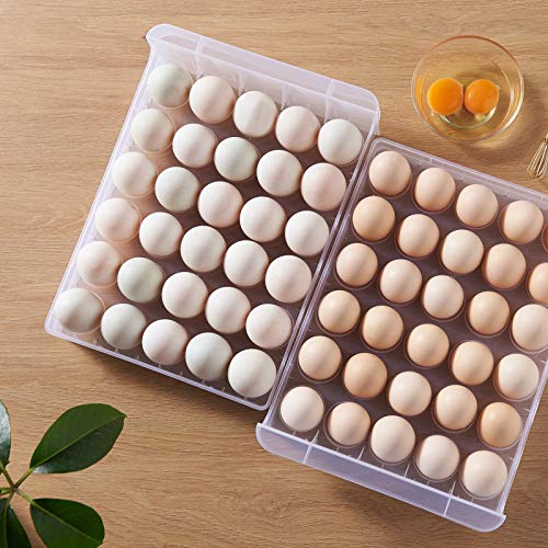 Hershuing Large Capacity Egg Holder for Refrigerator, Household Egg Fresh Storage Box for Fridge, Multi-Layer Chicken Egg Storage Container (Clear, 2-Layer 60 Grid Egg Drawer)