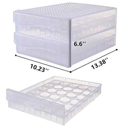 Hershuing Large Capacity Egg Holder for Refrigerator, Household Egg Fresh Storage Box for Fridge, Multi-Layer Chicken Egg Storage Container (Clear, 2-Layer 60 Grid Egg Drawer)