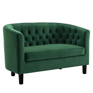 modway prospect performance velvet loveseat, emerald