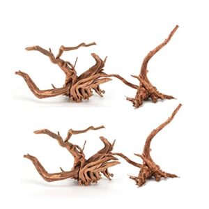 tfwadmx natural driftwood for aquarium, 4 pcs wood aquarium decorations fish tank log reptile tree branches