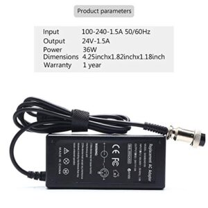 24V Scooter Battery Charger for Razor E100 E125 E150 E200 E200S E175 PR200 ZR350 E225 E225S E300 E300S E325 E500S MX350 MX400 Pocket Mod, Sports Mod and Dirt Quad, Replace for Part# W13112099014