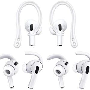 ALXCD Ear Hook Ear Tips Replacment for AirPods Pro, 1 Pair Over-Ear Soft TPU Ear Hook & 2 Pairs in-Ear Silicone Ear Tips in 1 Set [Anti Slip][Anti Lost], Fit for AirPods Pro (1+2S) White