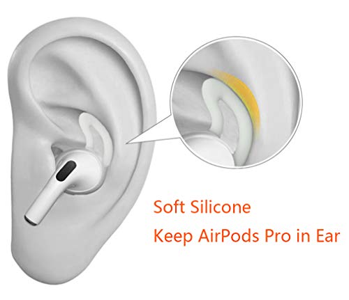 ALXCD Ear Hook Ear Tips Replacment for AirPods Pro, 1 Pair Over-Ear Soft TPU Ear Hook & 2 Pairs in-Ear Silicone Ear Tips in 1 Set [Anti Slip][Anti Lost], Fit for AirPods Pro (1+2S) White