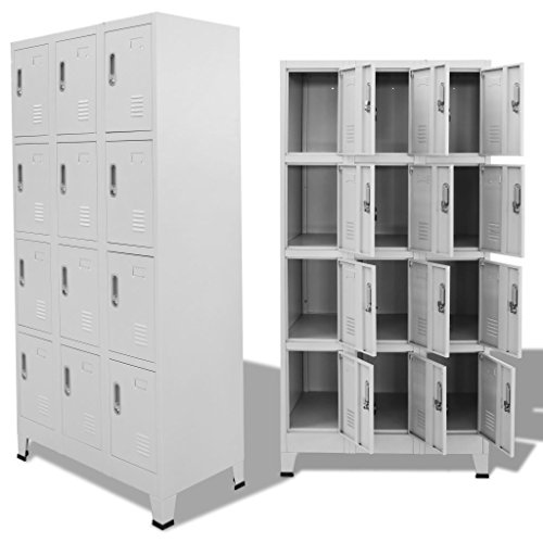 WooDlan Metal Storage Cabinet Locker Cabinet Tall Office Cabinet with 12 Compartments