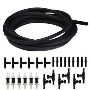 jih 25 feet standard airline tubing black with connectors,check valves and control valves for aquariums,terrariums, and hydroponics