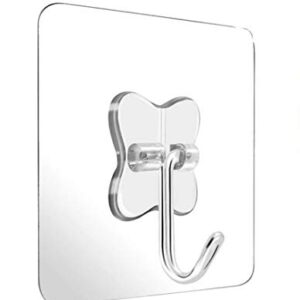 KK5 Seamless Adhesive Hooks 13.2lb(Max) Utility Stainless Steel Hook for Towel Bathrobe Coats,Bathroom Kitchen and Nail Free Transparent Heavy Duty Wall Hook & Ceiling Hanger