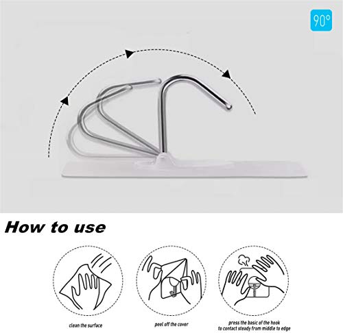 KK5 Seamless Adhesive Hooks 13.2lb(Max) Utility Stainless Steel Hook for Towel Bathrobe Coats,Bathroom Kitchen and Nail Free Transparent Heavy Duty Wall Hook & Ceiling Hanger