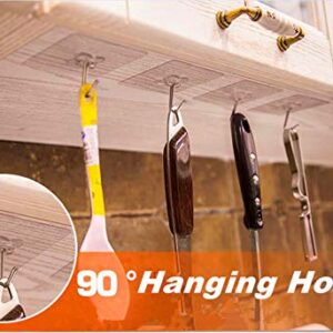 KK5 Seamless Adhesive Hooks 13.2lb(Max) Utility Stainless Steel Hook for Towel Bathrobe Coats,Bathroom Kitchen and Nail Free Transparent Heavy Duty Wall Hook & Ceiling Hanger