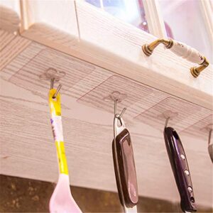 KK5 Seamless Adhesive Hooks 13.2lb(Max) Utility Stainless Steel Hook for Towel Bathrobe Coats,Bathroom Kitchen and Nail Free Transparent Heavy Duty Wall Hook & Ceiling Hanger