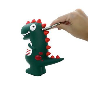 DreamsEden Dinosaur Piggy Bank, Unbreakable Plastic Coin Bank, Cute T-Rex, 8 Inch