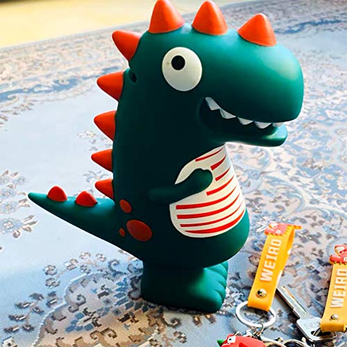 DreamsEden Dinosaur Piggy Bank, Unbreakable Plastic Coin Bank, Cute T-Rex, 8 Inch