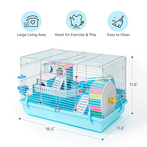 ROBUD Large Hamster Cage Gerbil Haven Habitat Small Animal Cage (Blue)