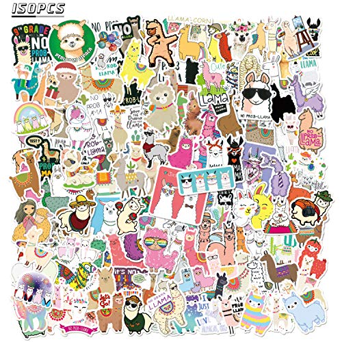 150 PCS Lovely Alpaca Stickers for Kids Teens Llama Vinyl Waterproof Stickers for Laptop Water Bottle