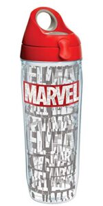 tervis marvel made in usa double walled insulated tumbler travel cup keeps drinks cold & hot, 24oz water bottle, logo