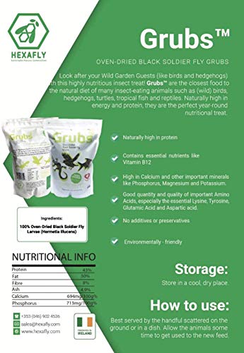 Hexafly Wild Bird Feed (100g Pack) - Dried Calci Worms or Chubby Worms from Black Soldier Fly Larvae