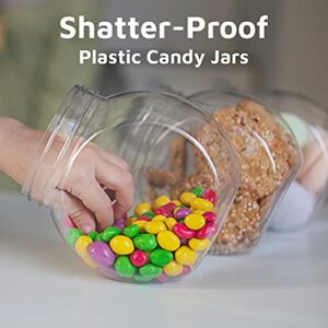 Candy Jar, Candy Jars with Lids, Cookie Jar for Kitchen Counter, Plastic Candy Jars for Candy Buffet and Party Table, Candy Buffet Containers, Cookie Jars with Lids Set, Candy Holder, Clear Plastic Jars with Lids, 3 Pack, 48 oz