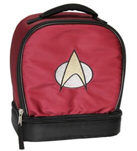 star trek the next generation picard embroidered starfleet logo dual compartment insulated lunch box bag tote