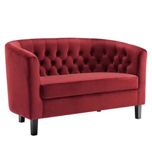 modway prospect performance velvet loveseat, maroon 28.5 x 49 x 29.5