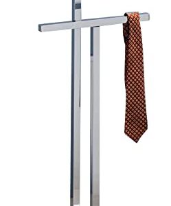 Kings Brand Furniture - Vaccaro Metal & Wood Suit Valet Stand, Clothes Rack, White/Chrome