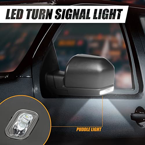 Left Driver Side Power Heated LED Turn Signal Mirror with Puddle Light Compatible with Ford F-150 15-18 (22-Pins)