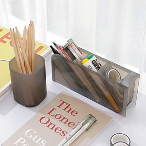 3 Pcs Desk Organizer, Pen Organizer Storage for Office, School, Home Supplies, Translucent Black Pen Storage Holder (Black)