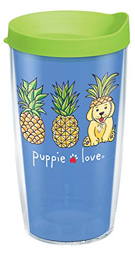 Tervis Made in USA Double Walled Puppie Love Insulated Tumbler Cup Keeps Drinks Cold & Hot, 16oz, Pineapple Disguise