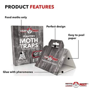 8 Pack Pantry Moth Traps- Safe and Effective for Food and Cupboard- Glue Traps with Pheromones for Pantry Moths