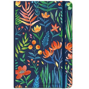 lemome home journal/ruled notebook - hardcover ruled journal with premium thick paper, 5.8" x 8.4", back pocket + bookmark + round corner paper + banded - navy floral