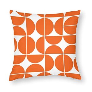 Vazzio Mid Century Modern Orange Throw Pillow Covers,Geometric Pattern Decorative Pillowcase Double Side Print Cushion Covers for Sofa Couch Bed 18x18 Inches,Set of 2