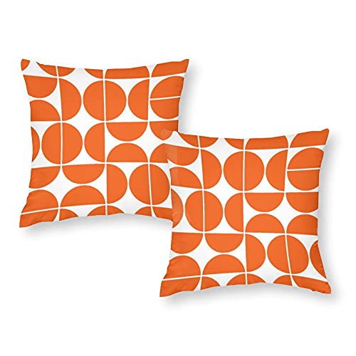 Vazzio Mid Century Modern Orange Throw Pillow Covers,Geometric Pattern Decorative Pillowcase Double Side Print Cushion Covers for Sofa Couch Bed 18x18 Inches,Set of 2