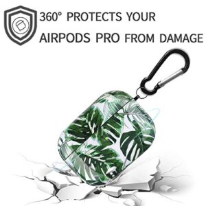 Airpods Pro Case - YOMPLOW Hawaii Palm Leaf Protective Hard Case Cover Skin Portable & Shockproof Women Girls with Keychain for Apple Airpods Pro Charging Case - Palm Leaf