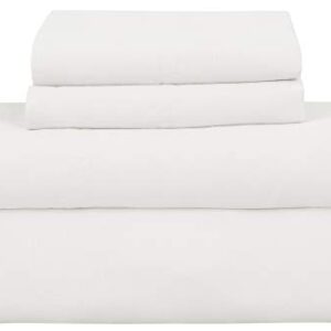 ROYALE LINENS Soft Home Brushed Percale Ultra Soft 100% Cotton, Full 4-Piece Sheet Set, White