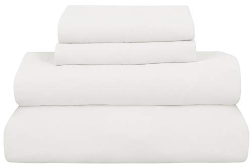 ROYALE LINENS Soft Home Brushed Percale Ultra Soft 100% Cotton, Full 4-Piece Sheet Set, White