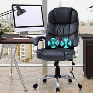 ergonomic home office chair desk chair executive chair high back leather computer chair with arms lumbar support headrest massasge height adjustable swivel rolling task chair for adult women men