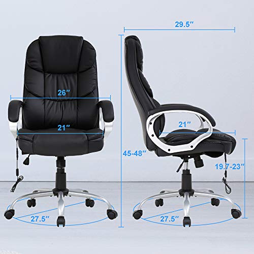 Ergonomic Home Office Chair Desk Chair Executive Chair High Back Leather Computer Chair with Arms Lumbar Support Headrest Massasge Height Adjustable Swivel Rolling Task Chair for Adult Women Men