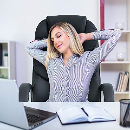 Ergonomic Home Office Chair Desk Chair Executive Chair High Back Leather Computer Chair with Arms Lumbar Support Headrest Massasge Height Adjustable Swivel Rolling Task Chair for Adult Women Men