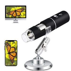 digital microscope handheld usb magnification microscope camera 50-1000x zoom 1080p mini microscope portable pocket microscope 8 lights for android phone table windows mac (black)